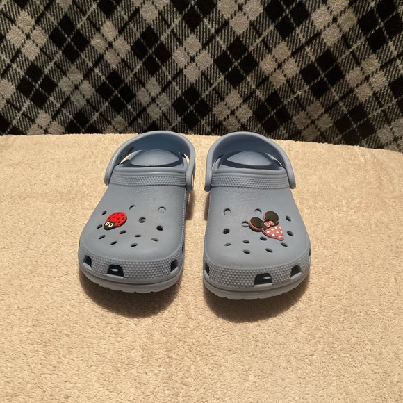 CROCS | Shoes | Crocs Light Blue Clogs With Cute Characters | Poshmark